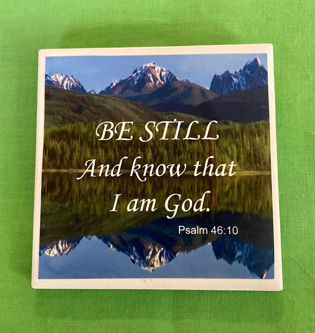 A 4x4 Decorative Tile With Scripture and Mountain Scenery - Etsy