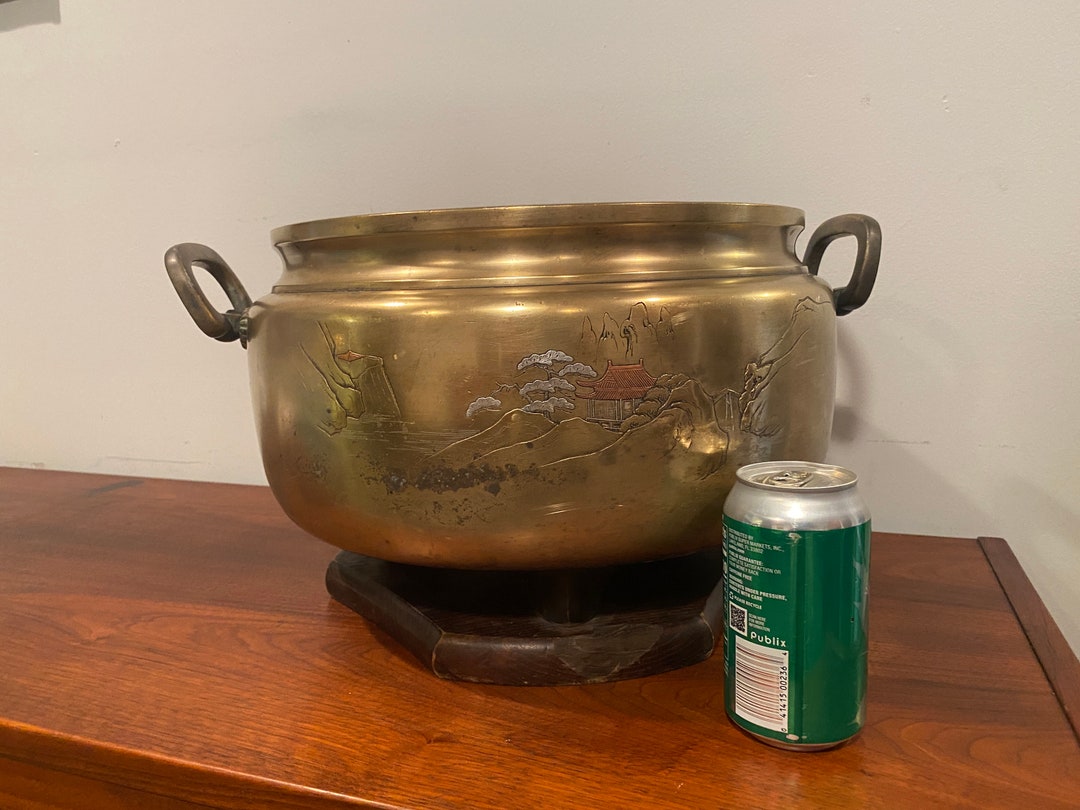 Japanese Brass Pot / Hibachi Brazier in Brass and Bronze / Large ...