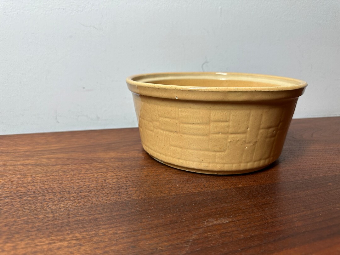 Mid Century Planter /USA Stoneware/ Beige Cross Hatch Pattern / Vintage ...