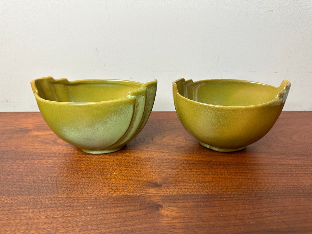 Vintage Mid Century Frankoma 35 Low Vase PAIR / Succulent Pot / Prairie ...