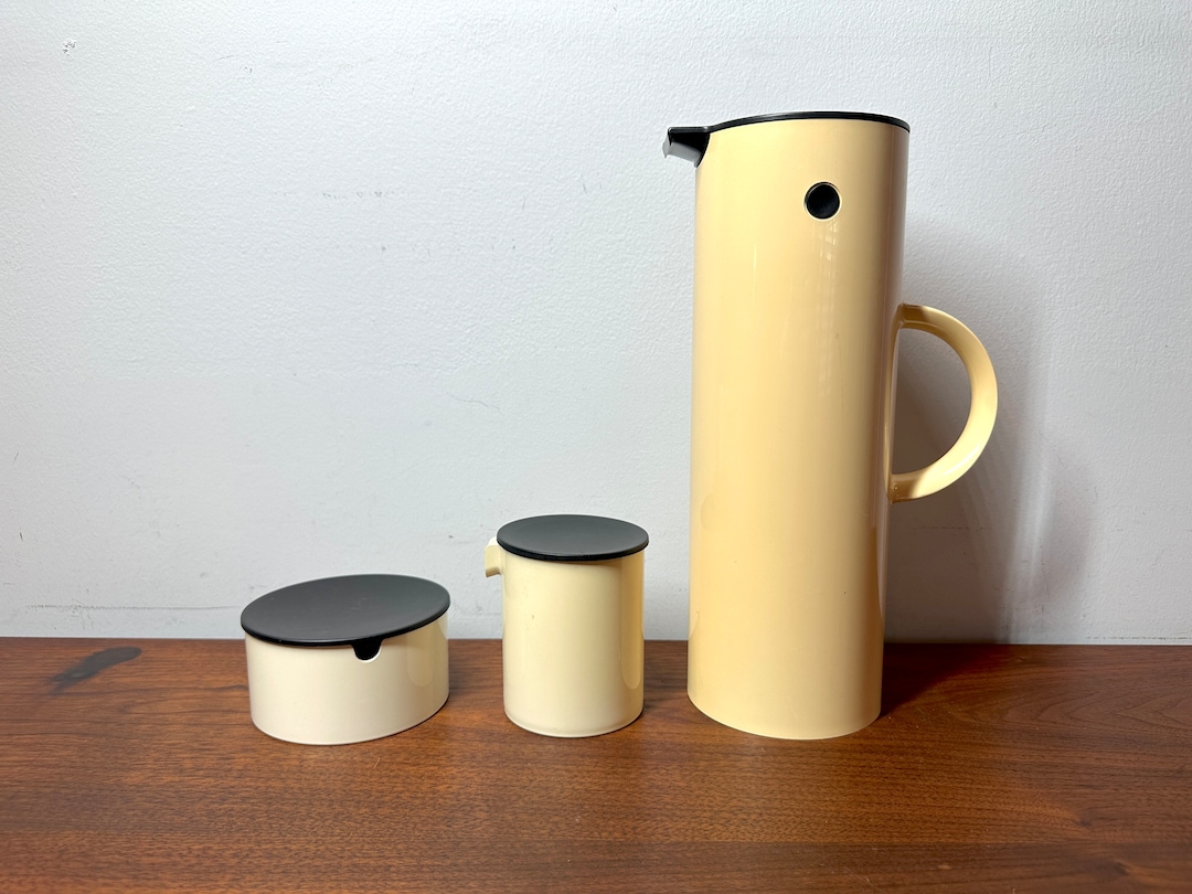 Vintage STELTON Coffee Set / Pitcher (thermos) Creamer and Sugar Bowl ...