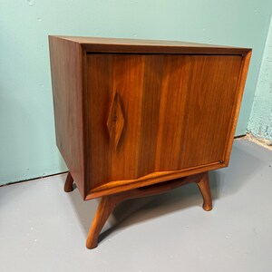 Mid Century Walnut Nightstand / Exceptional Walnut Atomic Sculptural ...