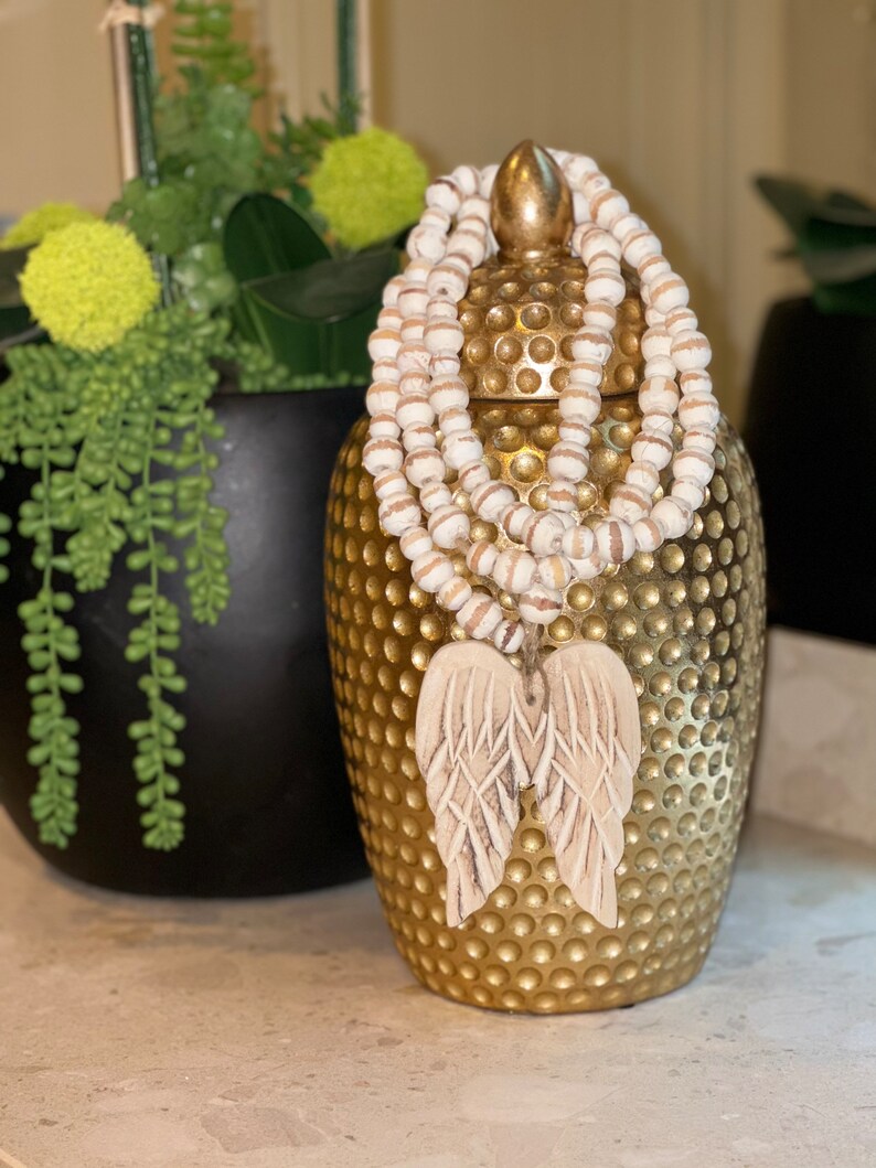 Blessing Bead Prayer Beads Memorial Beads With Balsam Wood Angel Wings ...