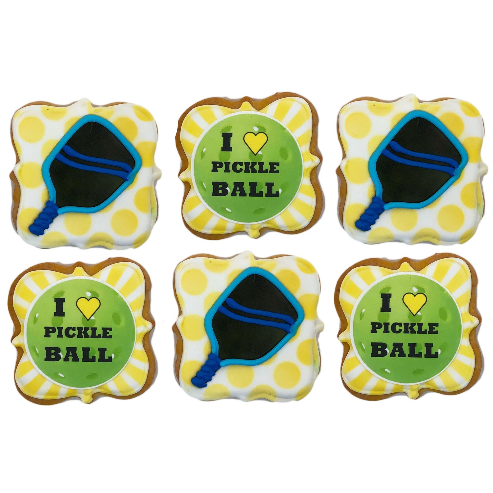 Pickleball Assortment Set of 6 Crunchy Shortbread Cookies - Etsy