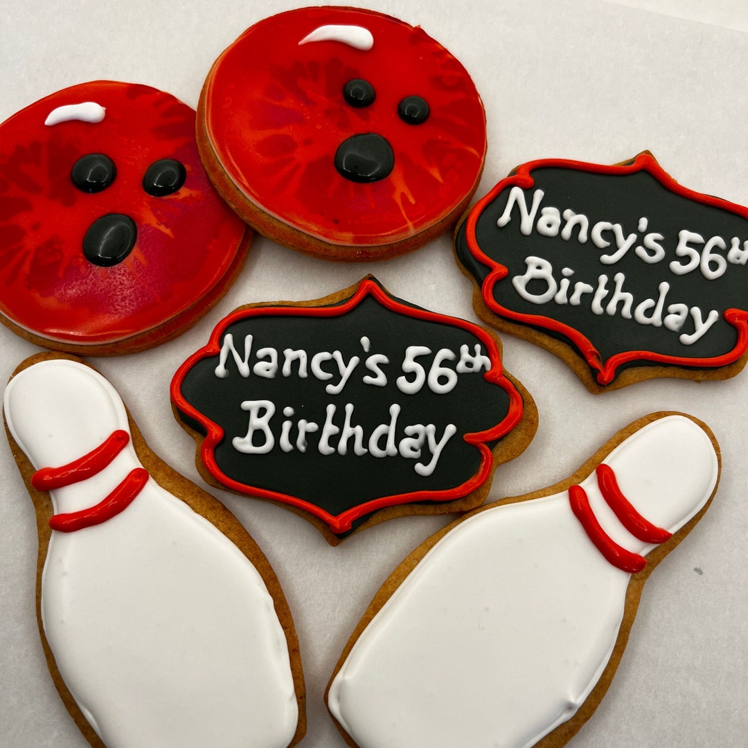 Bowling Cookies- Set of 6 Crunchy Shortbread Cookies Individually ...