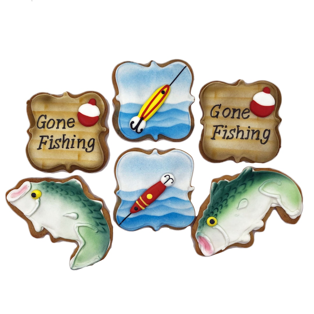 Bass Fishing Mix Cookies- Set of 6 Crunchy Shortbread Cookies ...