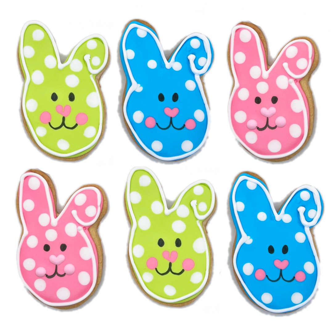 Easter Bunny Cookies- Set of 6 Crunchy Shortbread Cookies Individually ...