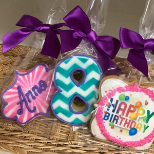 Happy Birthday Custom Number Cookies Set of 6 Crunchy - Etsy