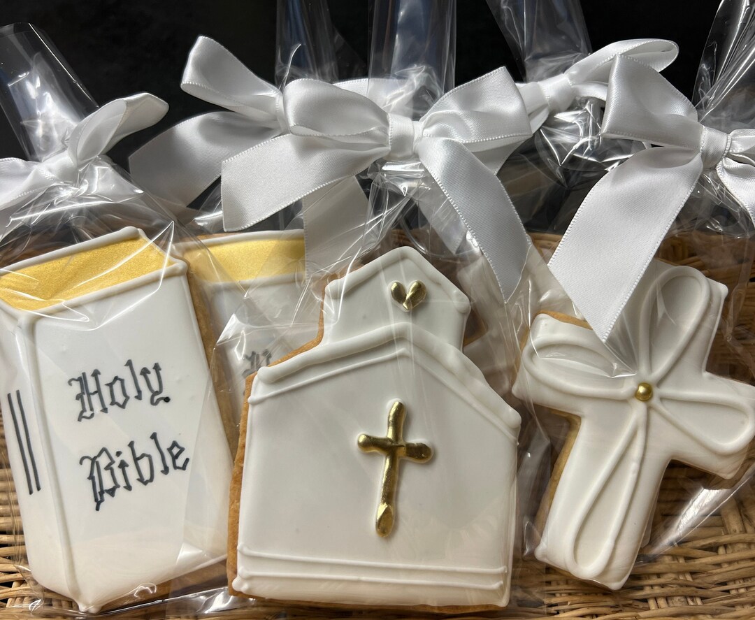 Religious Church Cross Bible Cookies- Set of 6 Crunchy Shortbread ...