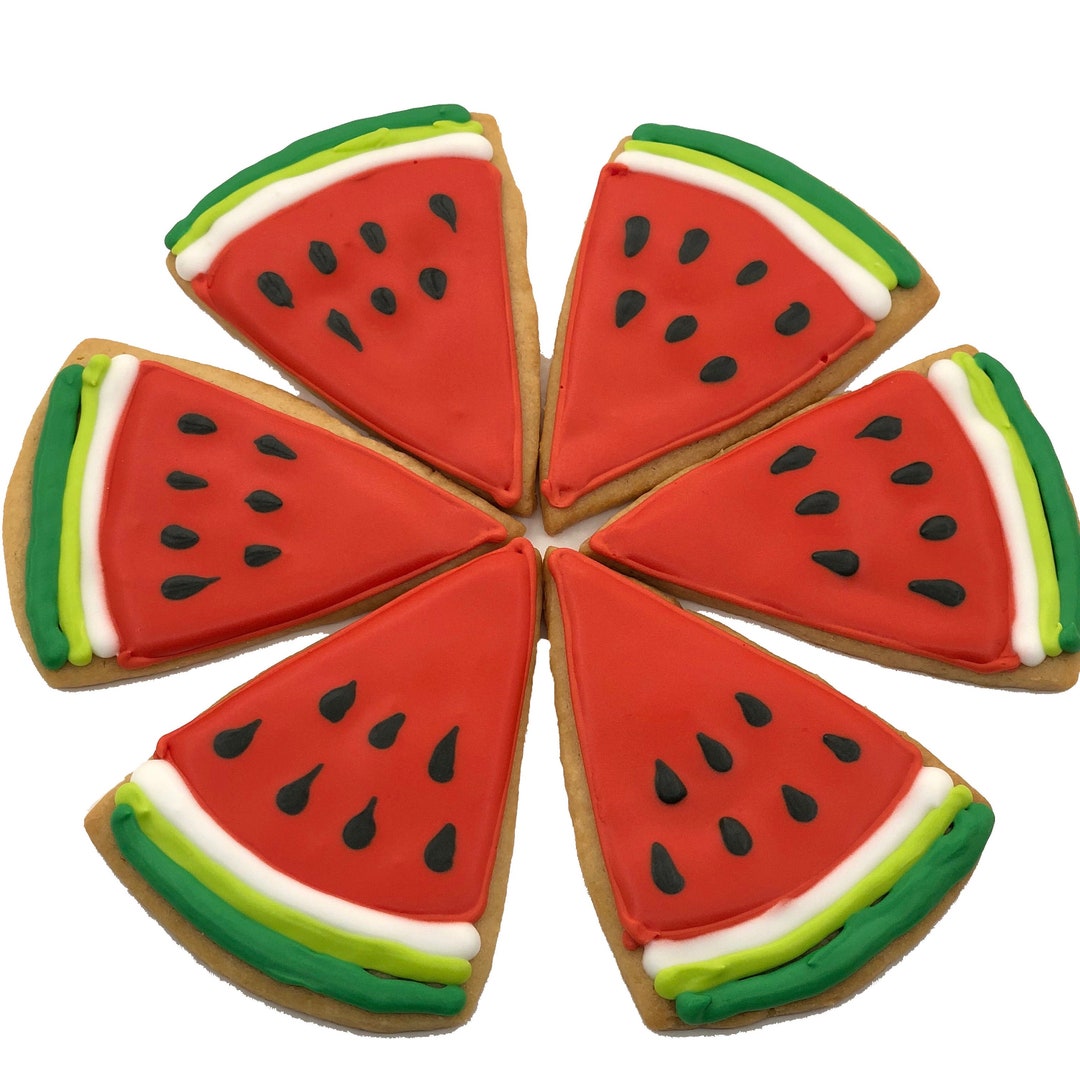 Watermelon Cookies- Set of 6 Crunchy Shortbread Cookies Individually ...