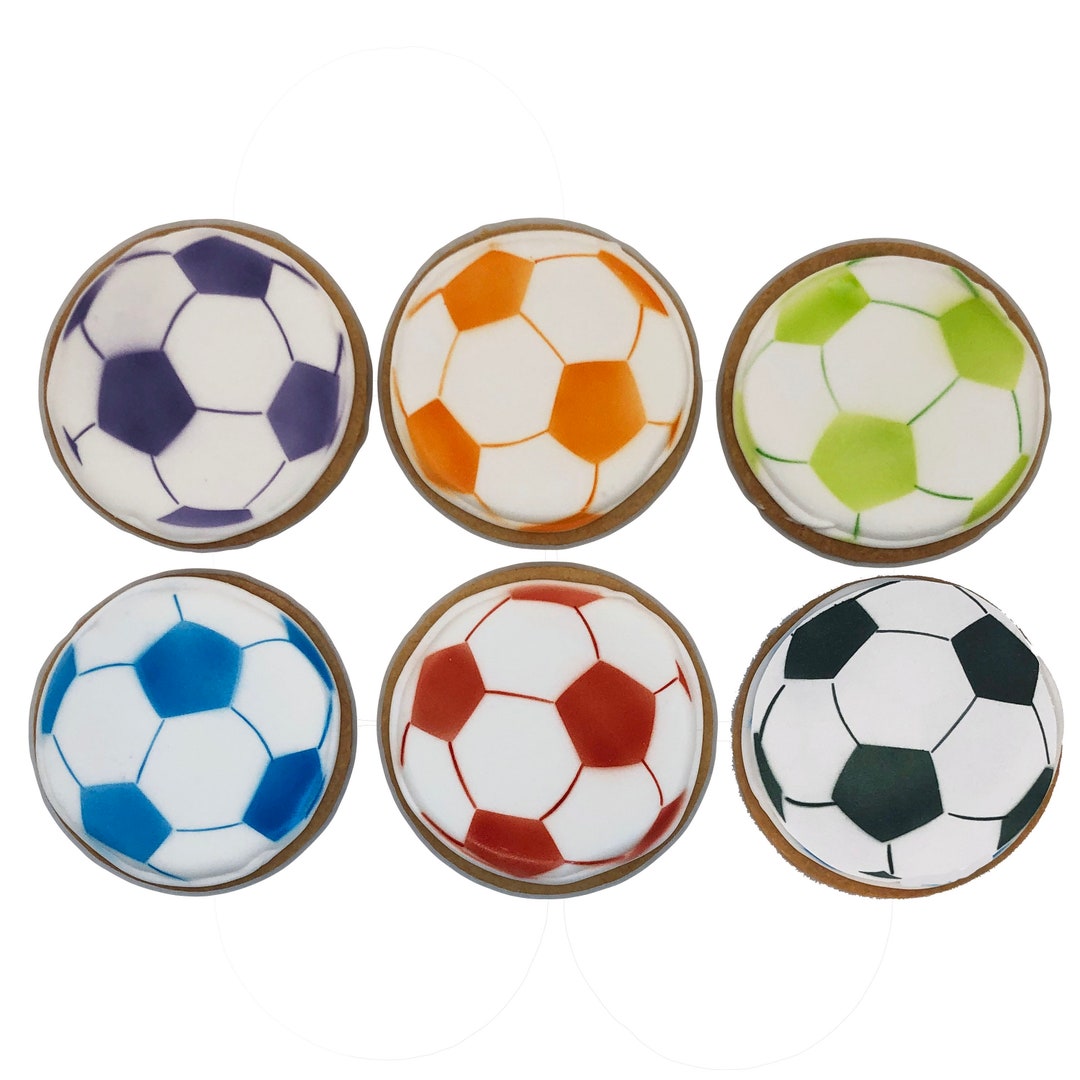 Soccer Ball- Set of 6 Crunchy Shortbread Cookies Individually Wrapped ...