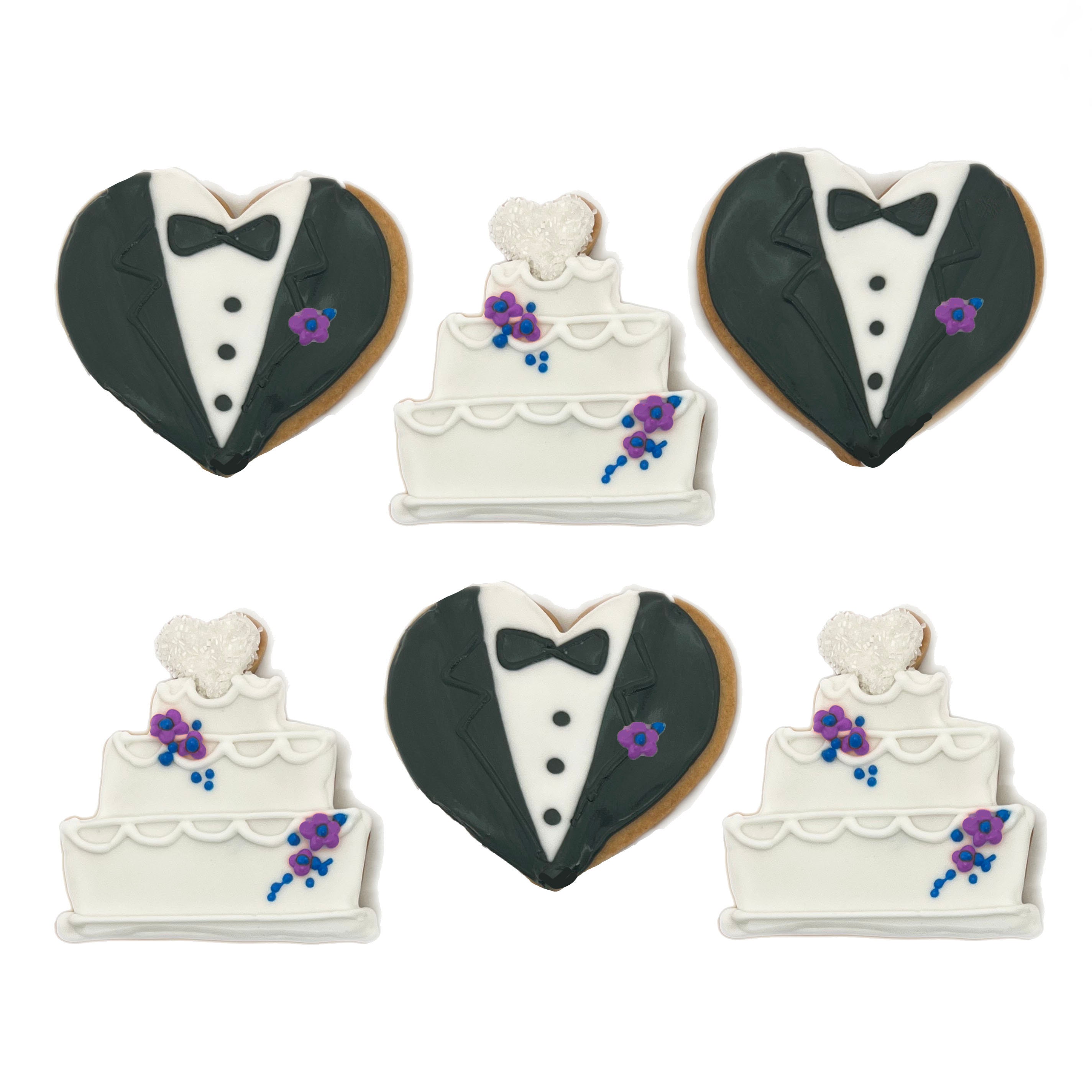 Wedding Bride Groom Cookies- Set of 6 Crunchy Shortbread Cookies ...