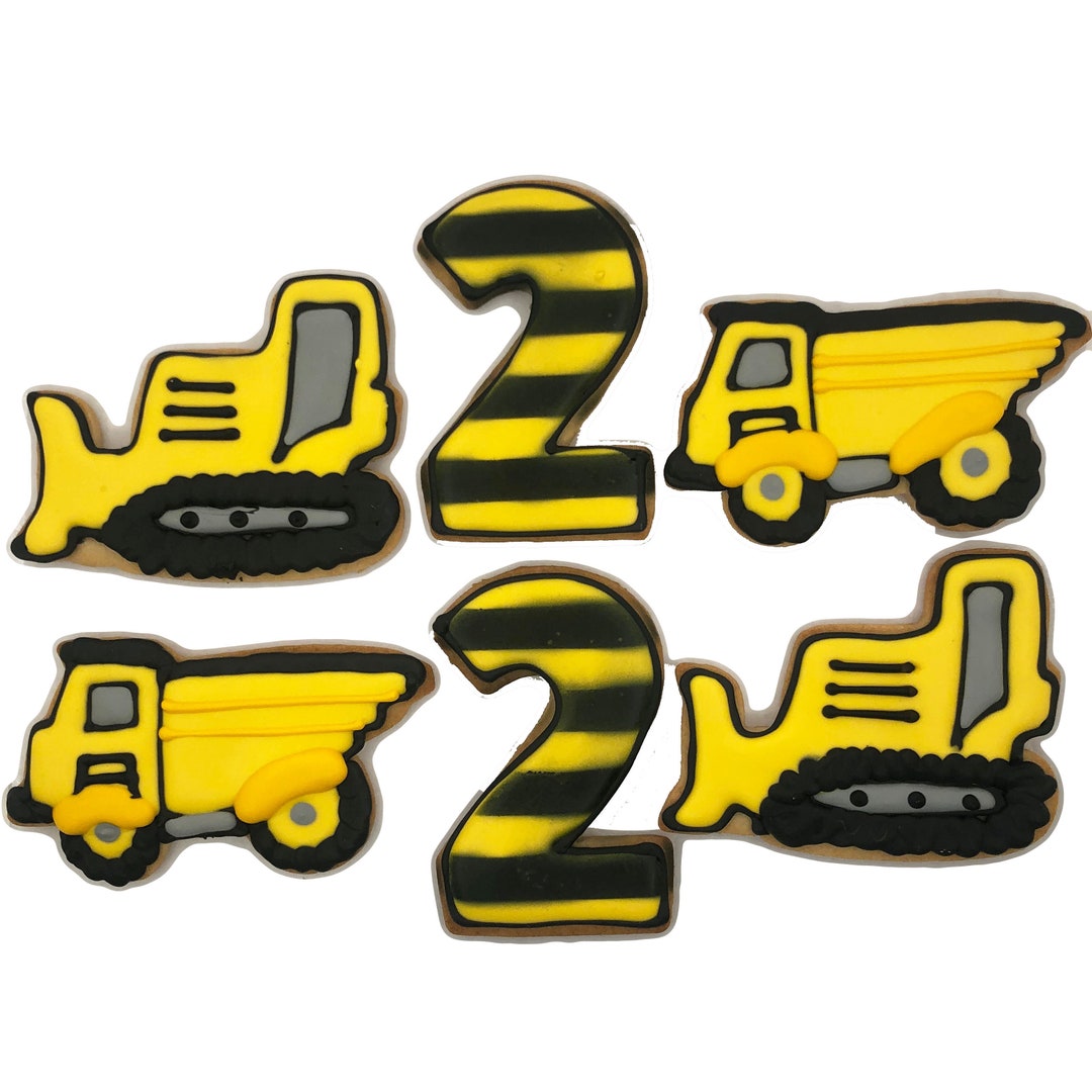 Bulldozer and Dump Truck Cookies- Set of 6 Crunchy Shortbread Cookies ...