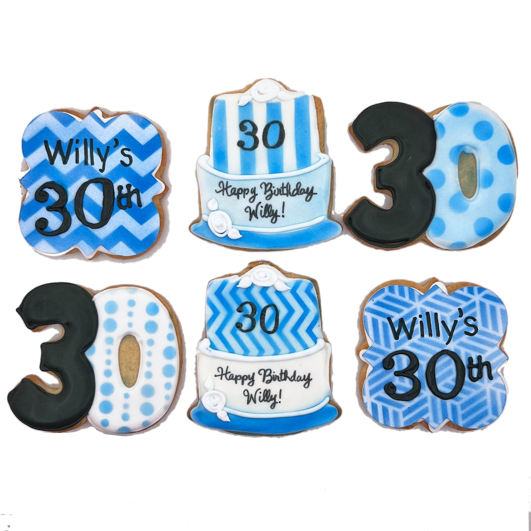 Birthday Cake Age Custom Cookies- Set of 6 Crunchy Shortbread Cookies ...