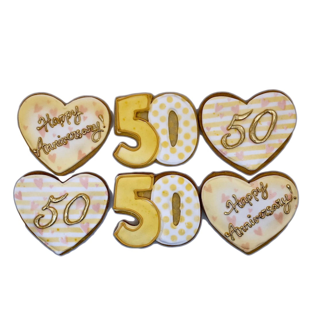 Anniversary Years Cookies- Set of 6 Crunchy Shortbread Cookies ...