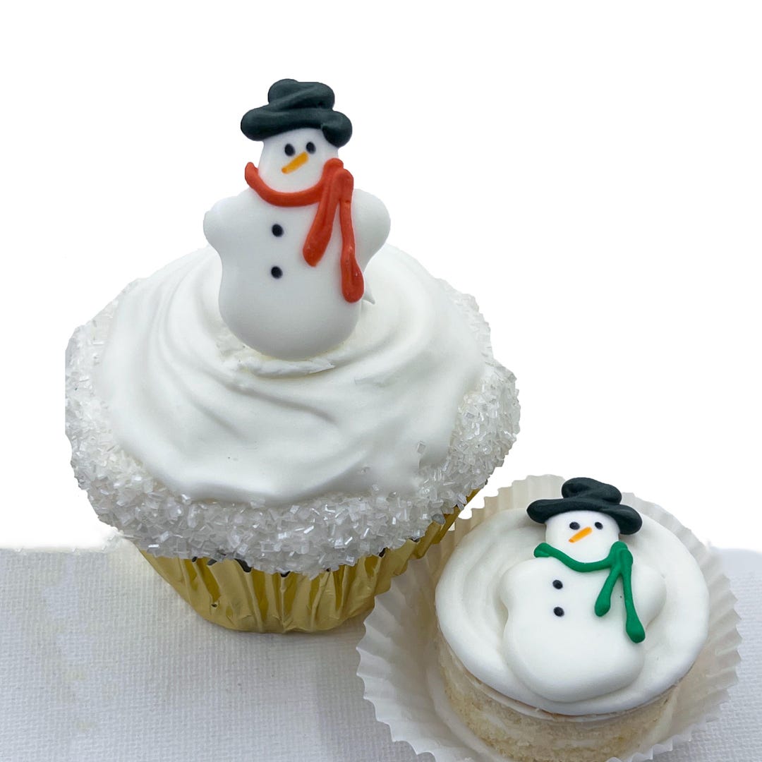 Snowmen Topper- 12 Pcs Edible Icing Cake Topper Cupcake Decoration ...