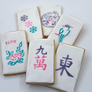 Mahjong Tile Cookies- Set of 6 Crunchy Shortbread Cookies Individually ...