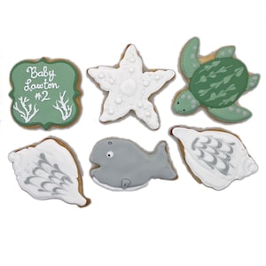Pastel Sea Creature Cookies- Set of 6 Crunchy Shortbread Cookies ...
