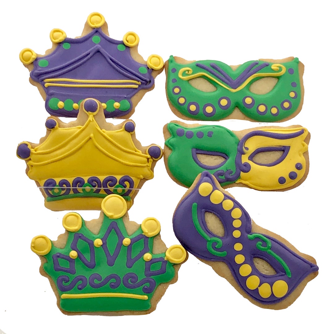 Mardi Gras Cookies- Set of 6 Crunchy Shortbread Cookies Individually ...