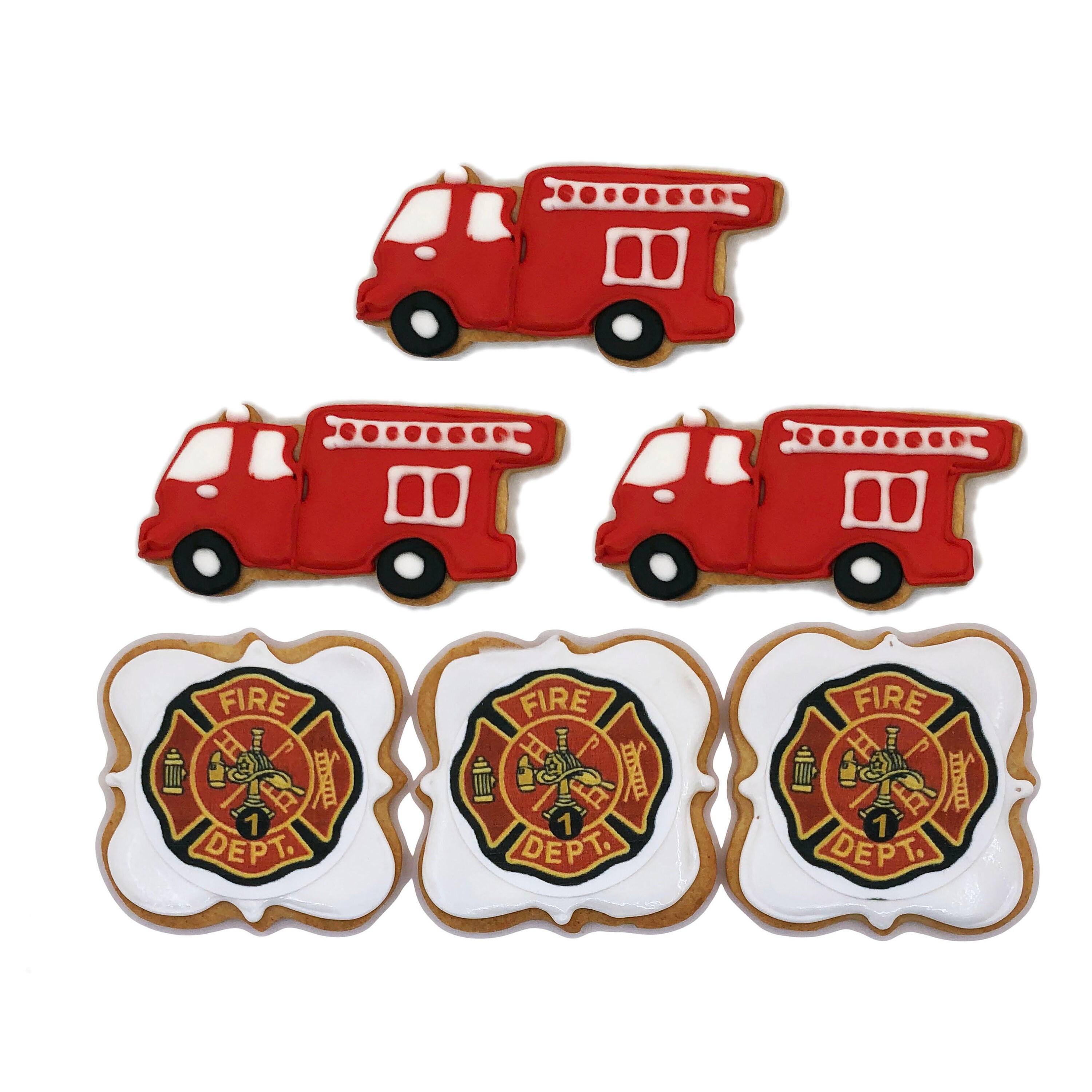 Fireman Fire Department Cookies- Set of 6 Crunchy Shortbread Cookies ...