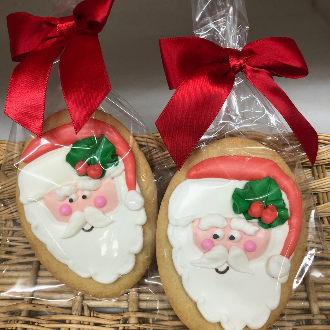 Christmas Santa Cookie- 6 Decorated Crunchy Shortbread Cookies ...