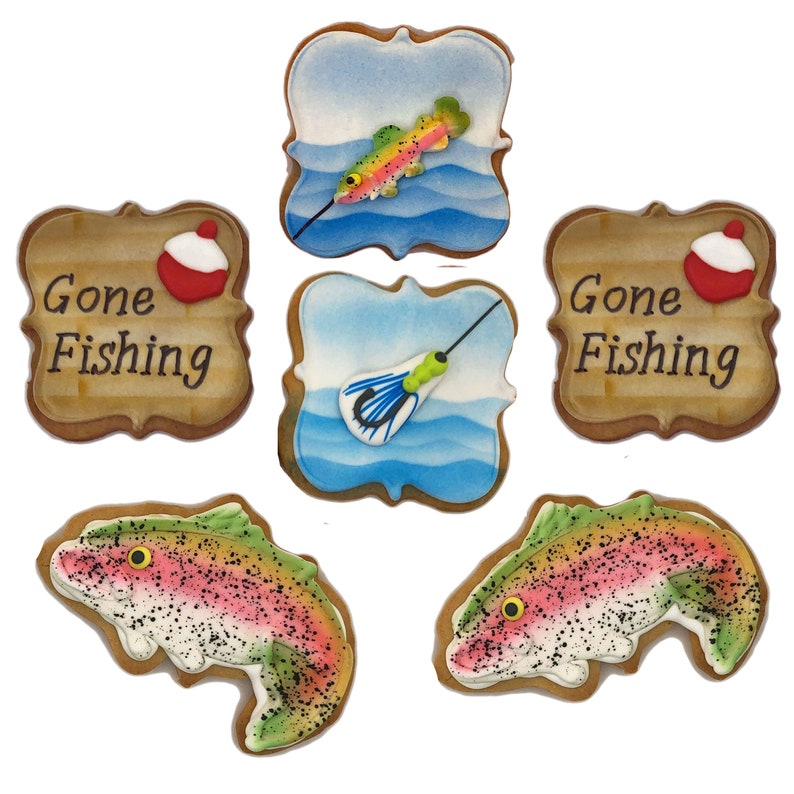 Trout Fishing Cookies Set of 6 Crunchy Shortbread Cookies - Etsy