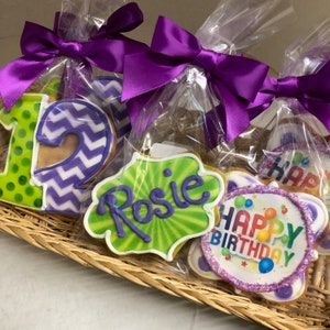 Happy Birthday Custom Number Cookies Set of 6 Crunchy Shortbread ...