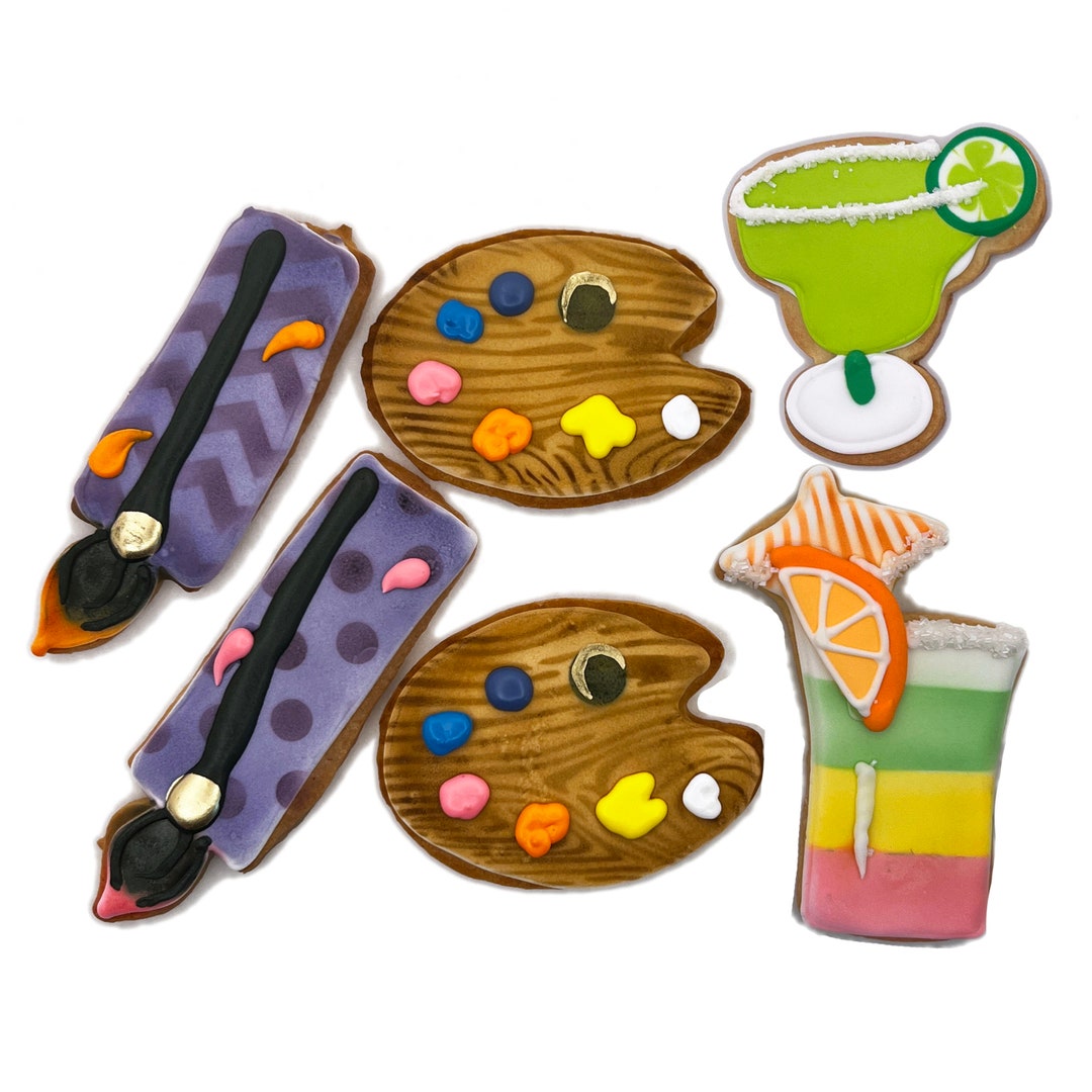 Paint Party Cookies- Set of 6 Crunchy Shortbread Cookies Individually ...