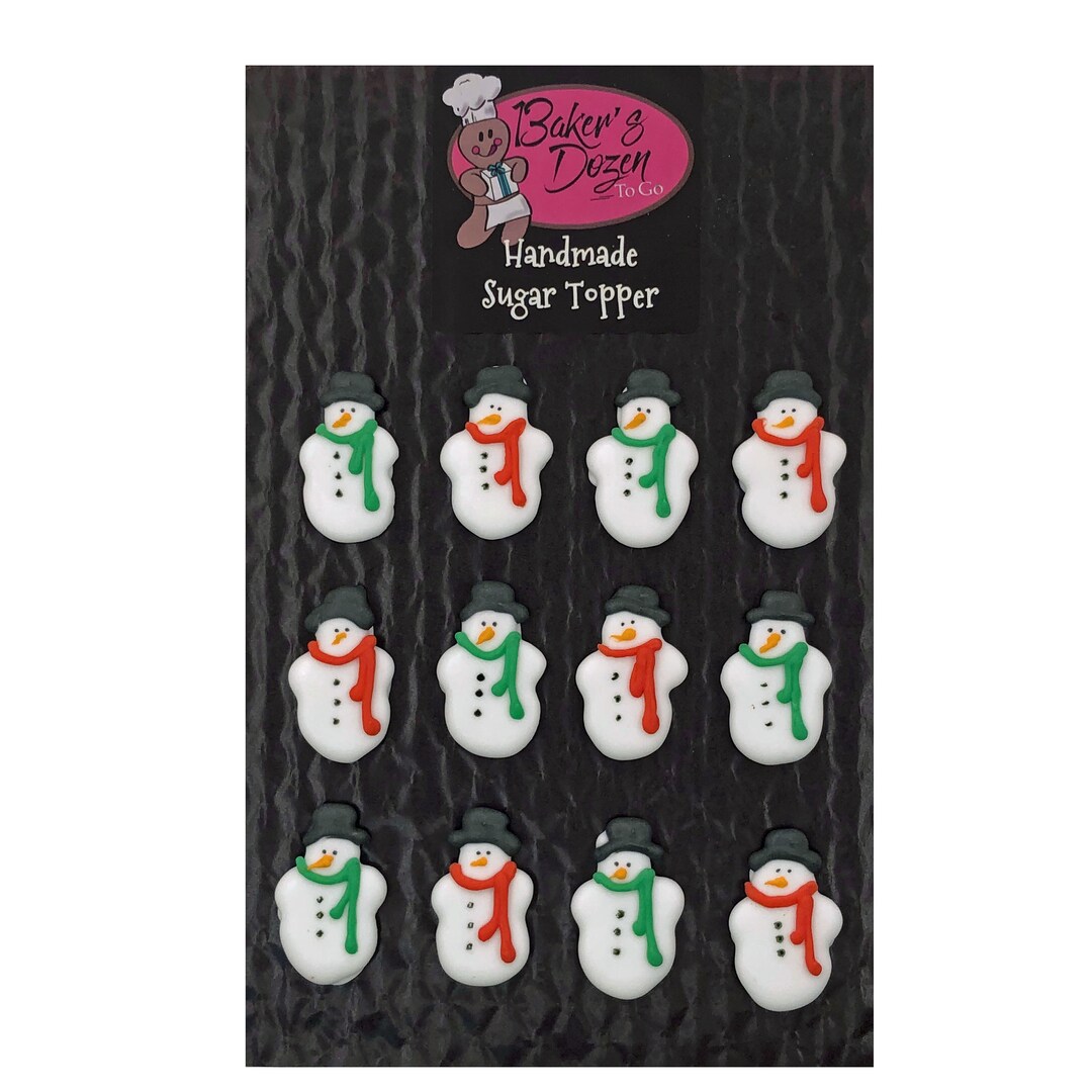 Snowmen Topper- 12 Pcs Edible Icing Cake Topper Cupcake Decoration ...