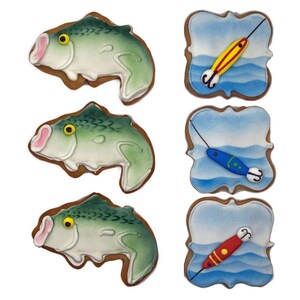 Bass Fishing Mix Cookies- Set of 6 Crunchy Shortbread Cookies ...