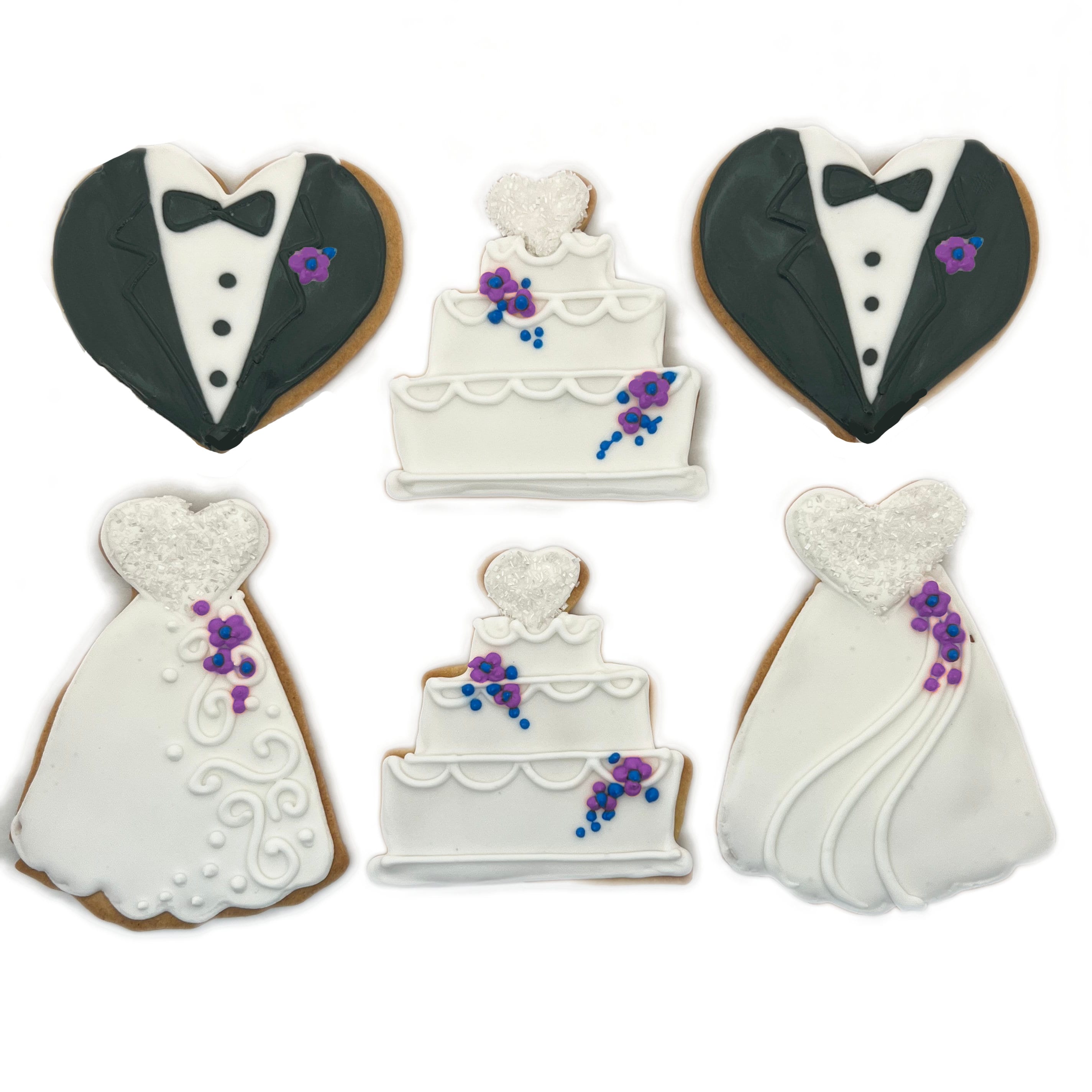 Wedding Bride Groom Cookies- Set of 6 Crunchy Shortbread Cookies ...