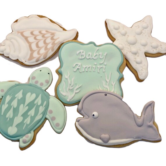 Pastel Sea Creature Cookies Set of 6 Crunchy Shortbread - Etsy