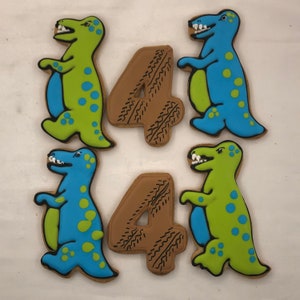 Dinosaur Cookies- Set of 6 Crunchy Shortbread Cookies Individually ...
