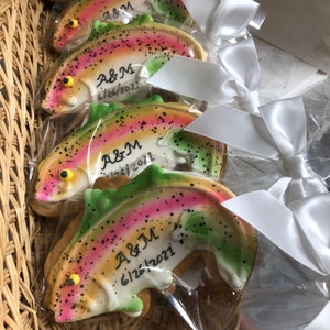 Trout Fishing Cookies- Set of 6 Crunchy Shortbread Cookies Individually ...