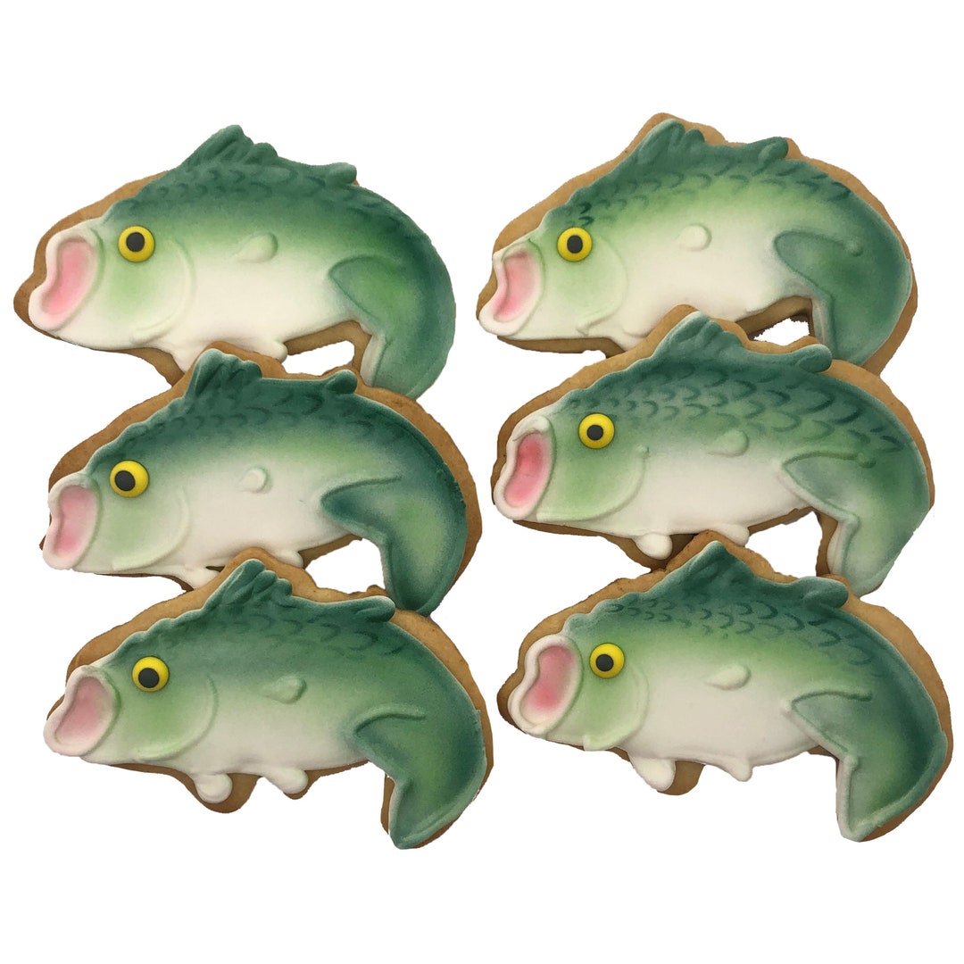Bass Fishing Cookies- Set of 6 Crunchy Shortbread Cookies Individually ...