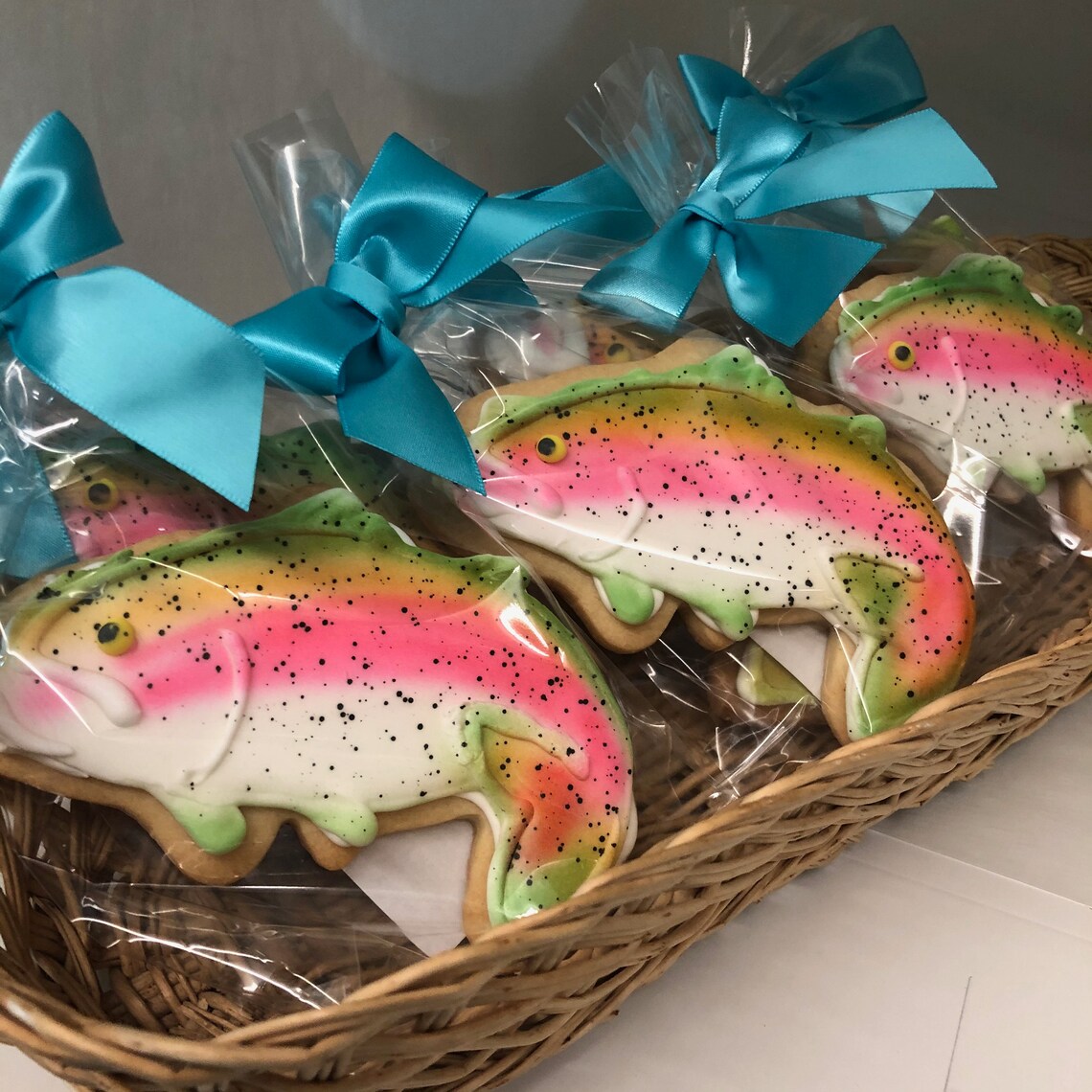 Trout Fishing Dad- Set of 6 Crunchy Shortbread Cookies Individually ...