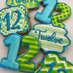 Happy Birthday Custom Number Cookies Set of 6 Crunchy Shortbread ...
