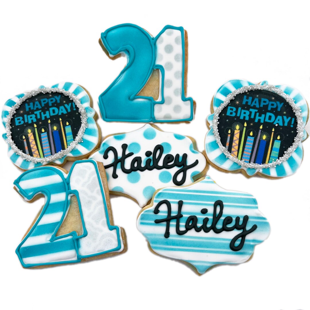 Happy Birthday Custom Number Cookies- Set of 6 Crunchy Shortbread ...