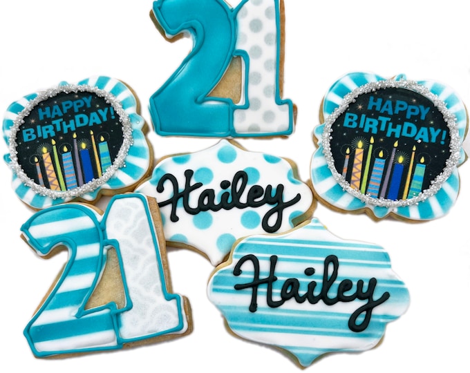 Happy Birthday Custom Number Cookies- Set of 6 Crunchy Shortbread ...