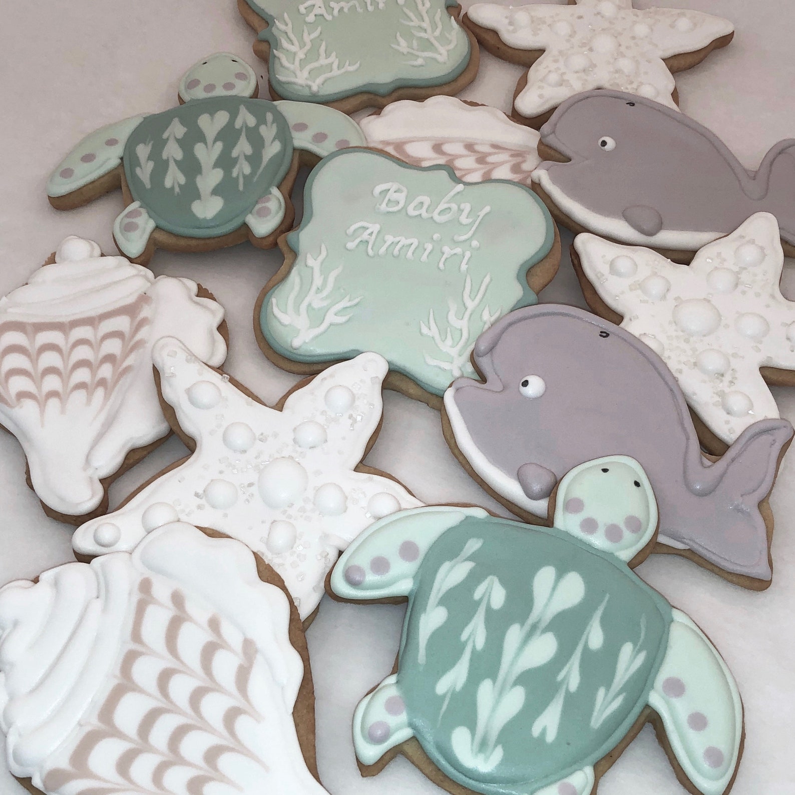 Pastel Sea Creature Cookies- Set of 6 Crunchy Shortbread Cookies ...