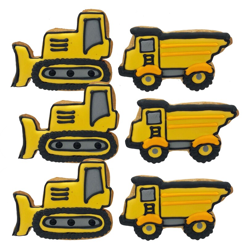 Bulldozer and Dump Truck Cookies Set of 6 Crunchy Shortbread | Etsy