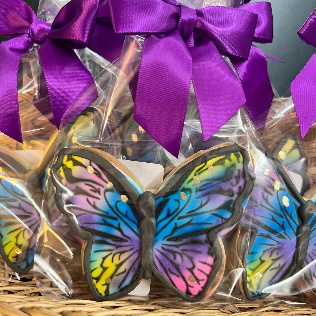 Butterfly Cookies- Set of 6 Crunchy Shortbread Cookies Individually ...