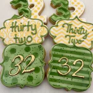 Number Custom Anniversary Cookies- Set of 6 Crunchy Shortbread Cookies ...