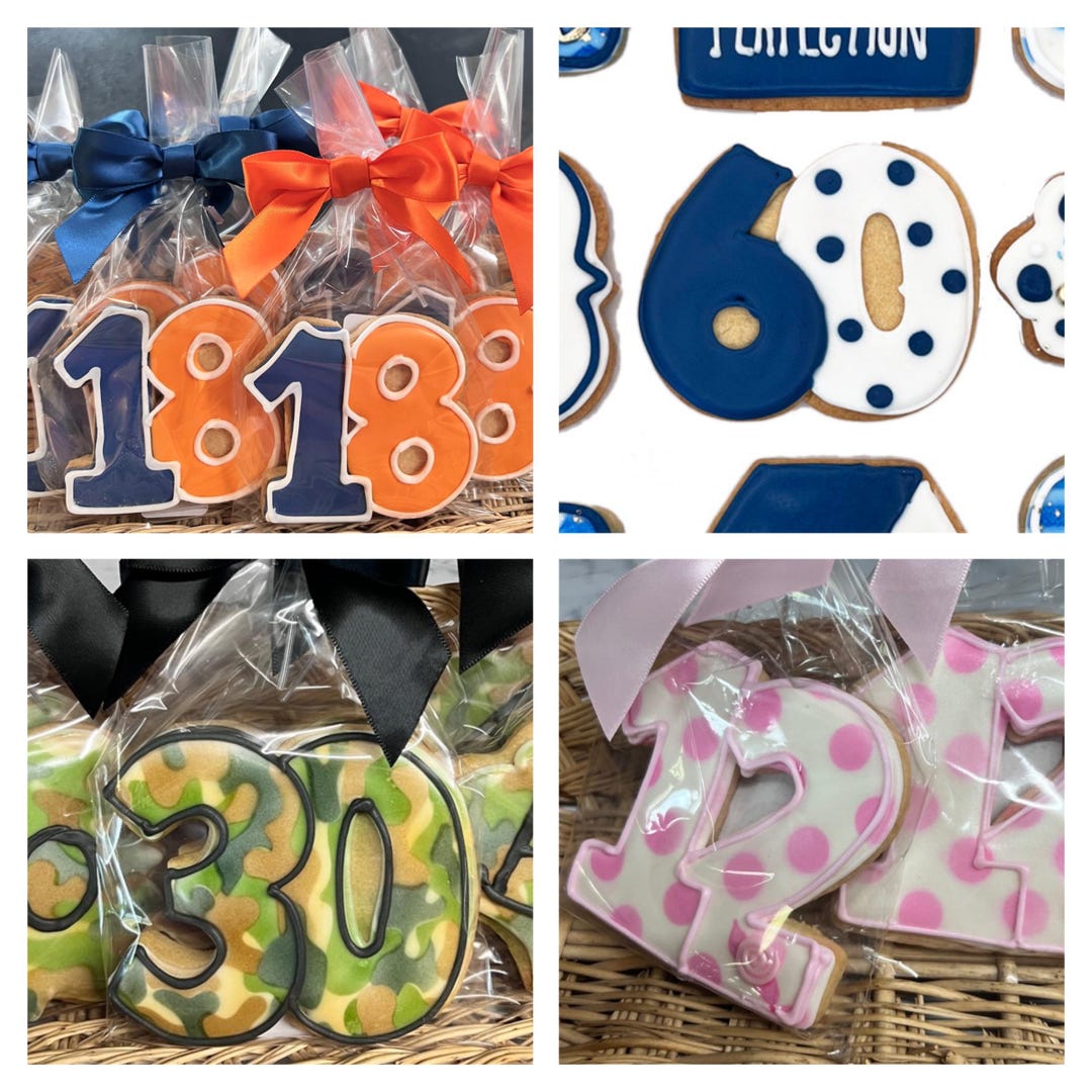Custom Numbers - Set of 6 Crunchy Shortbread Cookies Individually ...