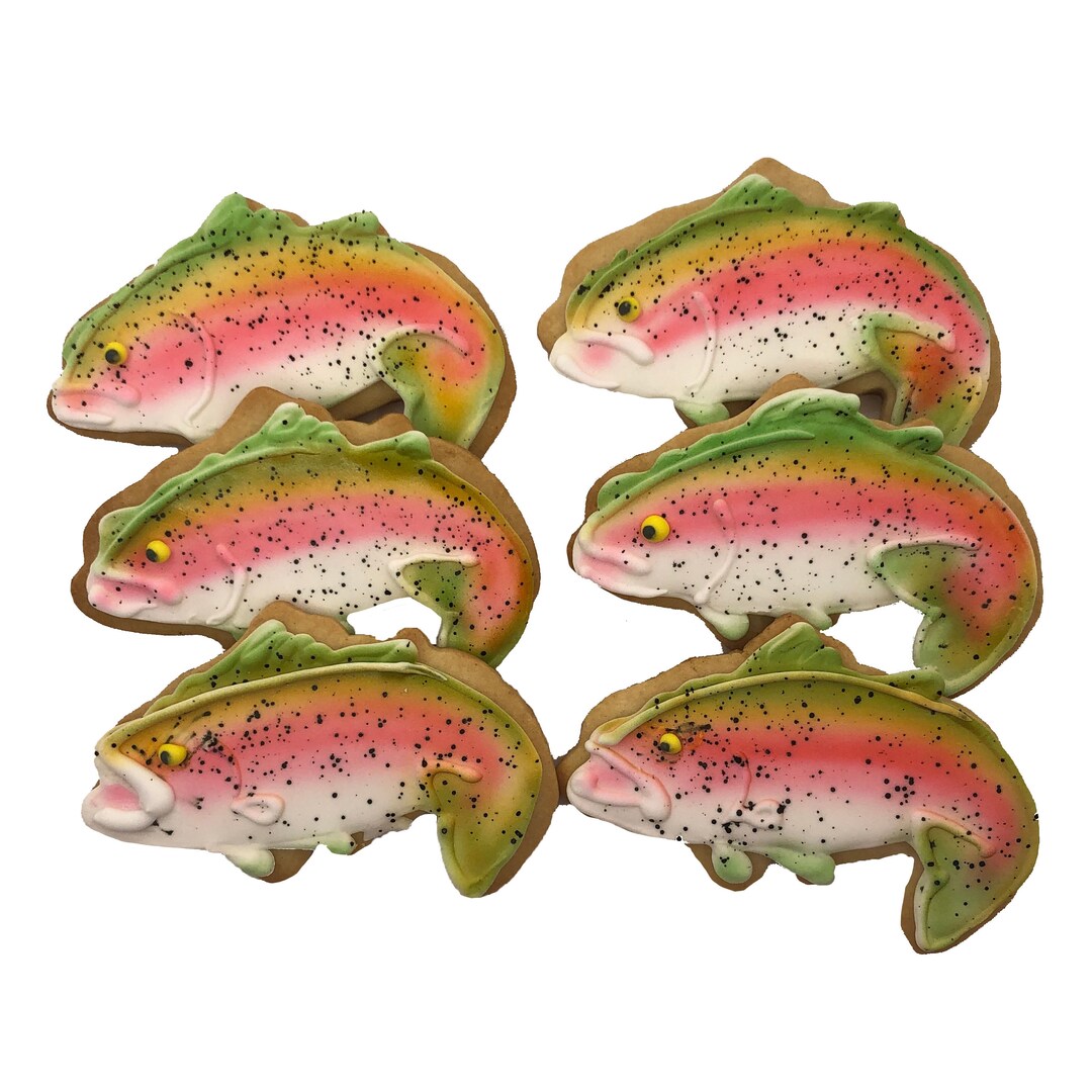 Trout Fishing Cookies- Set of 6 Crunchy Shortbread Cookies Individually ...