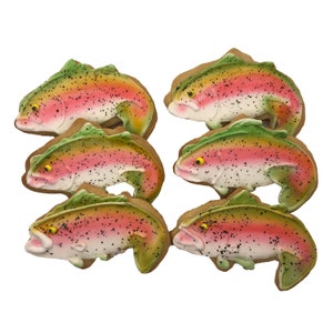 Trout Fishing Cookies- Set of 6 Crunchy Shortbread Cookies Individually ...