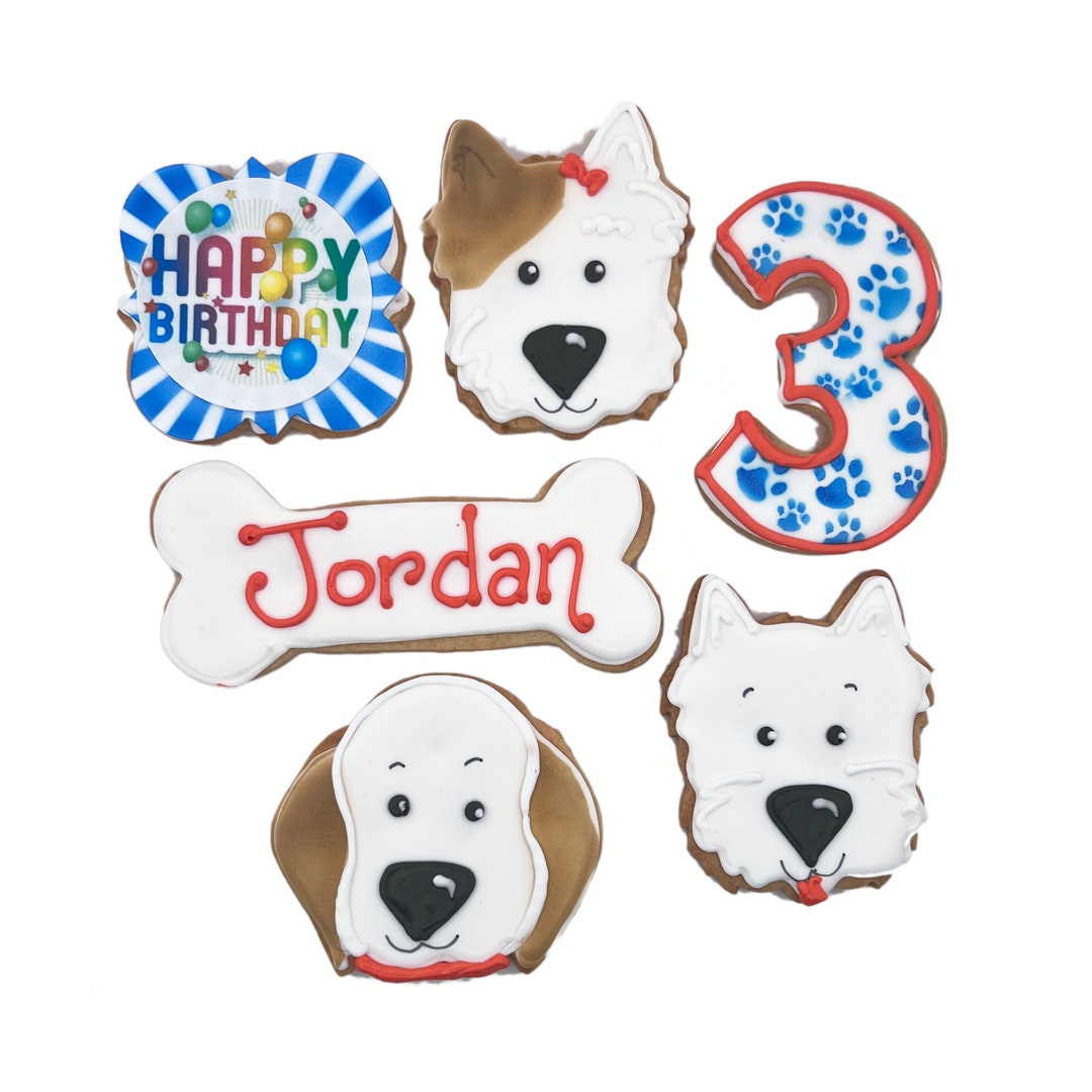 Dog Birthday Mix Cookies- Set of 6 Crunchy Shortbread Cookies ...