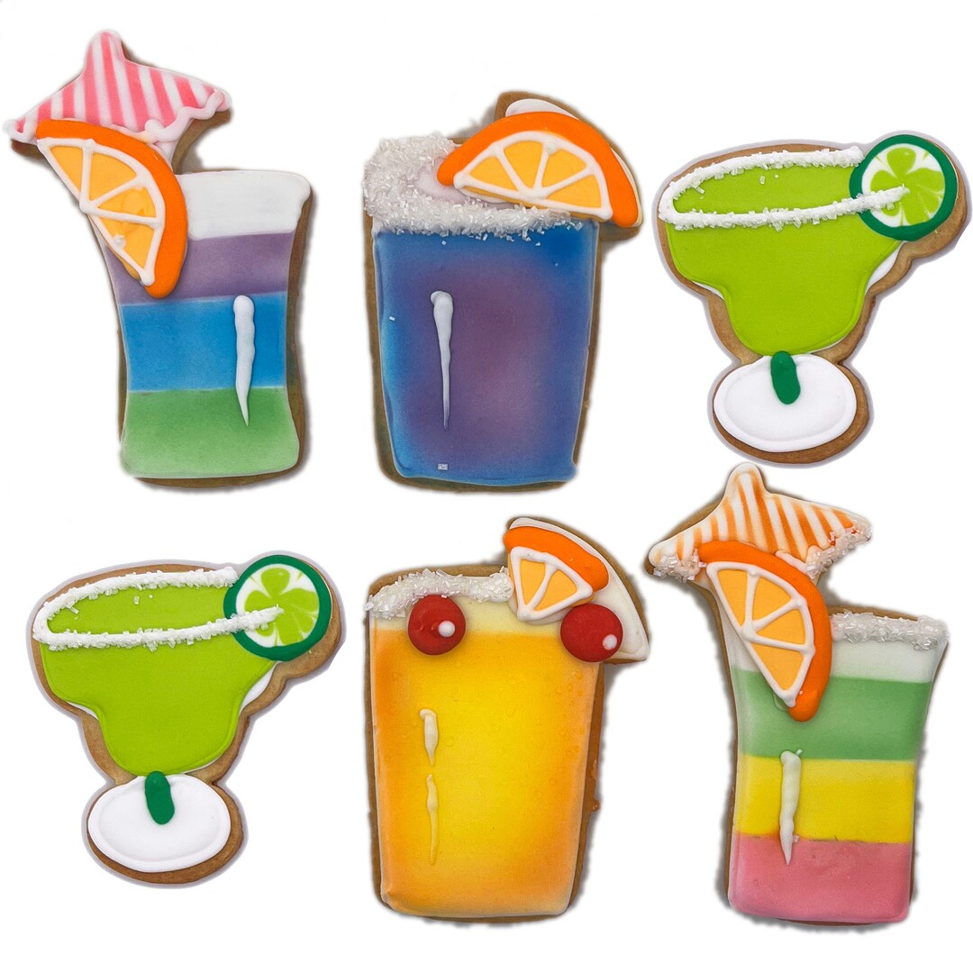 Cocktail Cookies- Set of 6 Crunchy Shortbread Cookies Individually ...