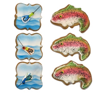 Trout Fishing Cookies- Set of 6 Crunchy Shortbread Cookies Individually ...