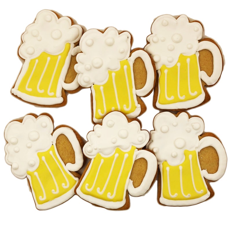 Beer Mug Cookies- Set of 6 Crunchy Shortbread Cookies Individually ...